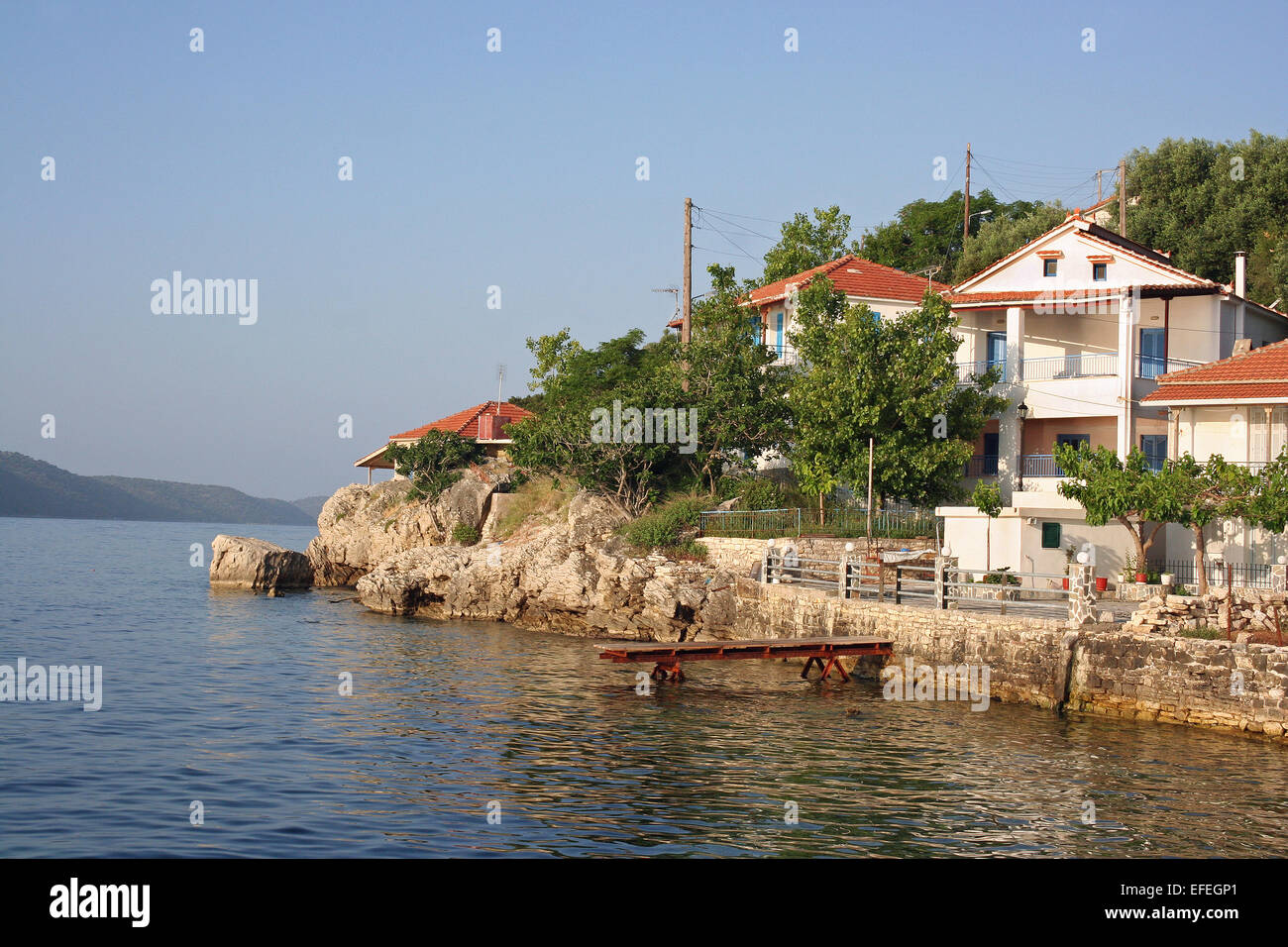 Seaside houses, Kalamos Island, Ionian Sea, Greece Stock Photo - Alamy