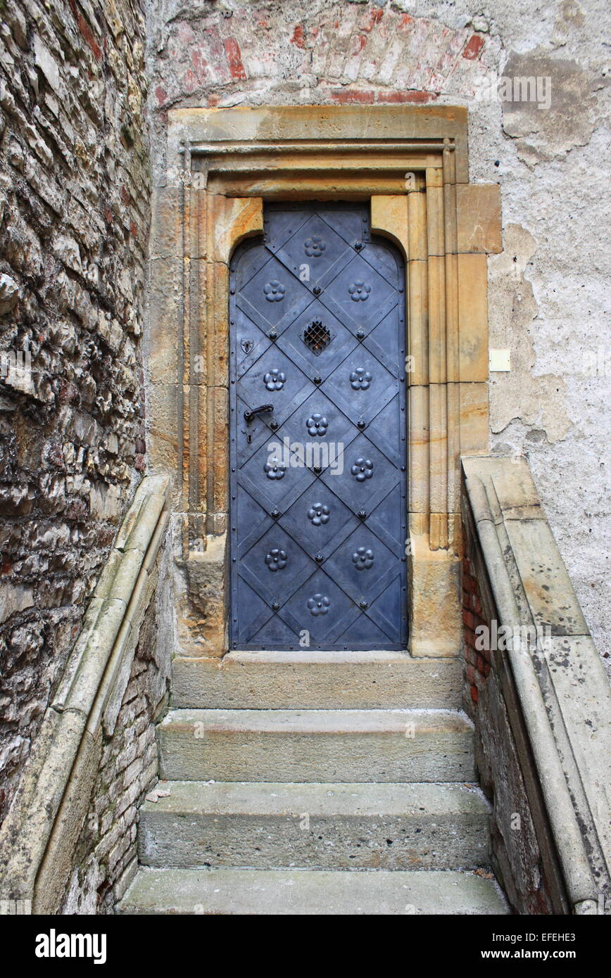 Medieval front door in the downtown of Prague, Czech Republic Stock ...