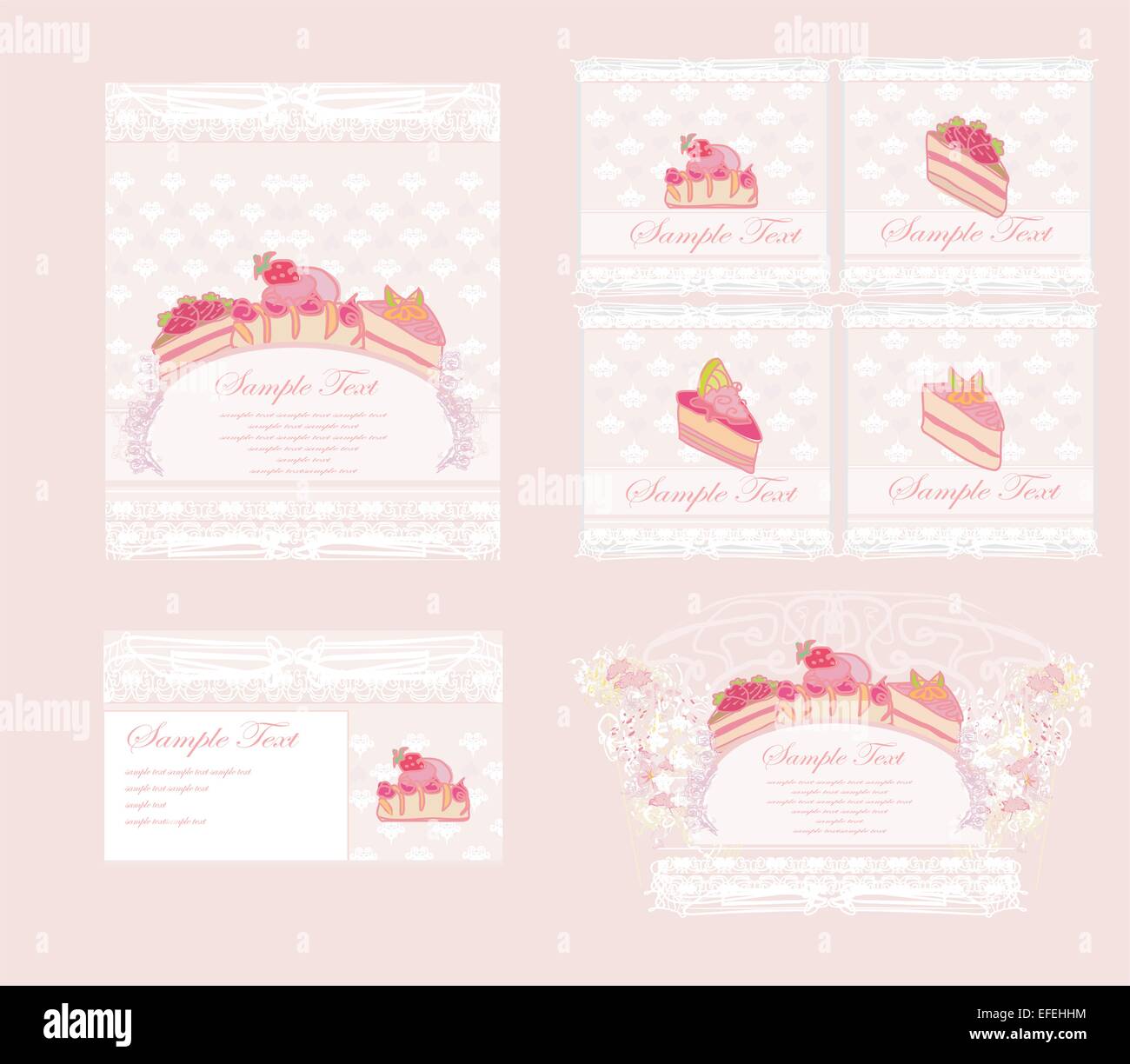 sweet dessert cake card set Stock Vector Image & Art - Alamy
