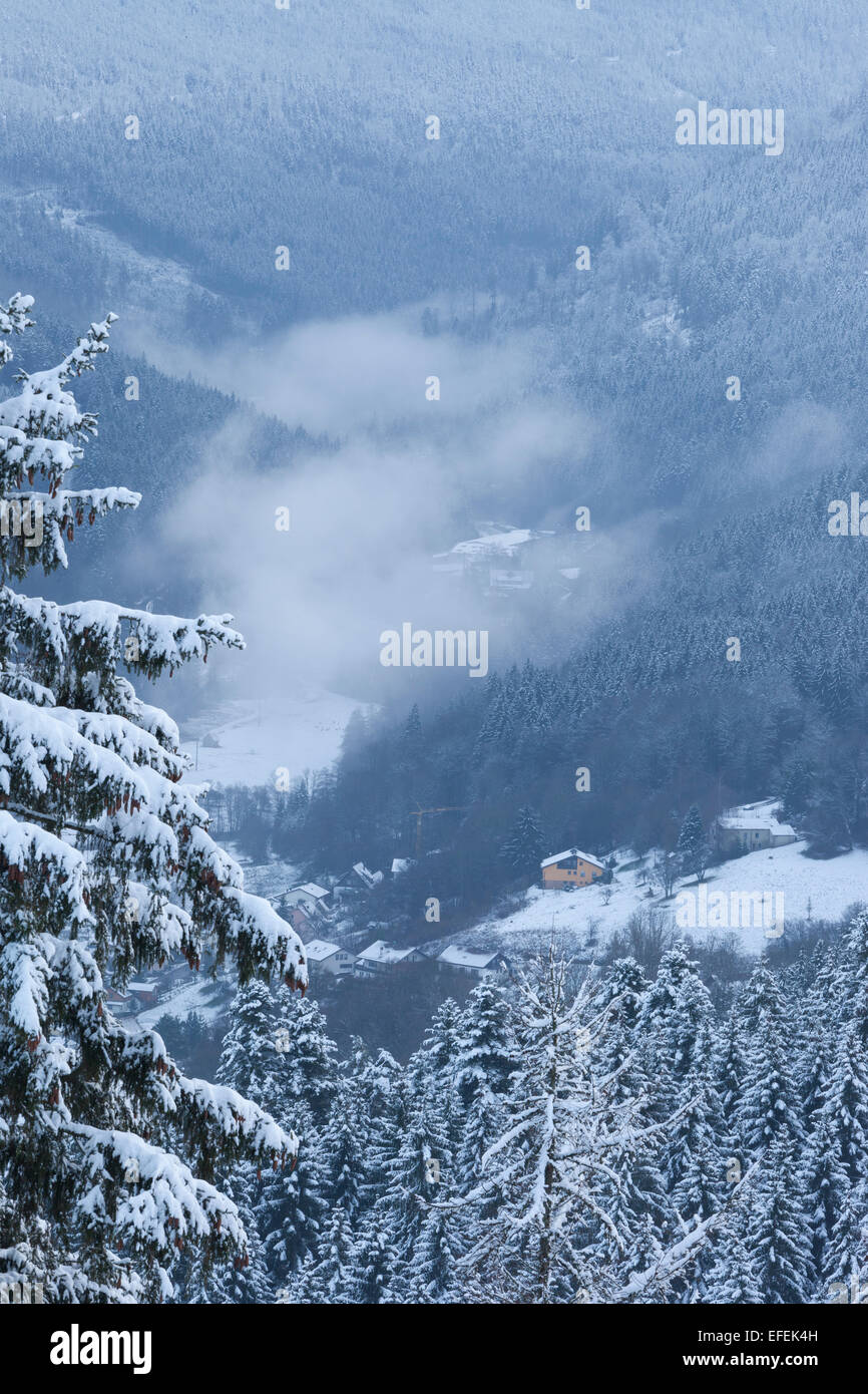 Bad Wildbad in the Black Forest covered in snow, Spa town in Germany ...