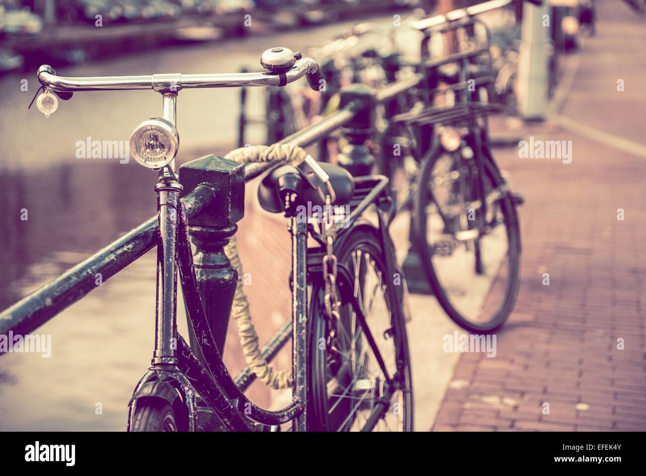 Secured Aged Rusty Bikes in Amsterdam. Netherlands Transportation ...
