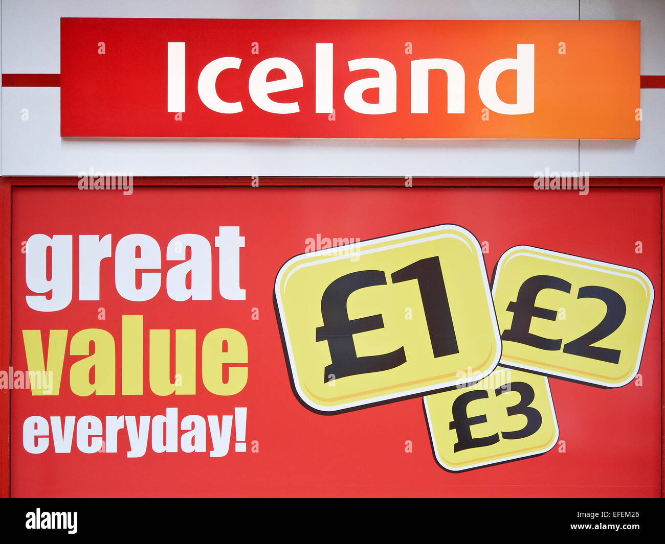 Iceland commercial on shop window UK Stock Photo - Alamy