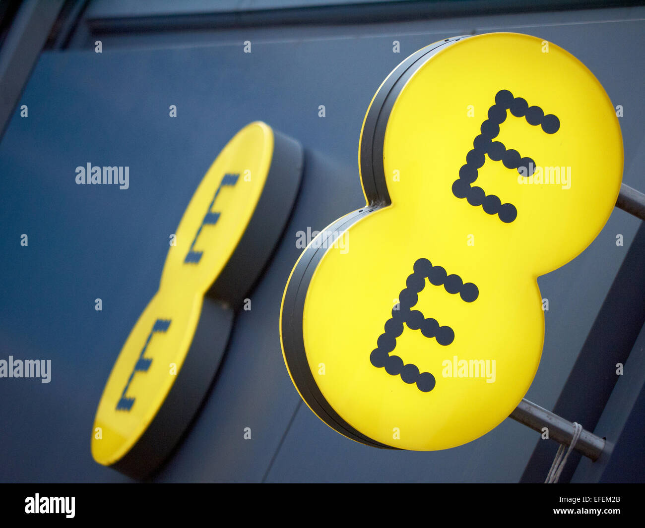 EE logo or sign for mobile network operator and internet provider UK ...