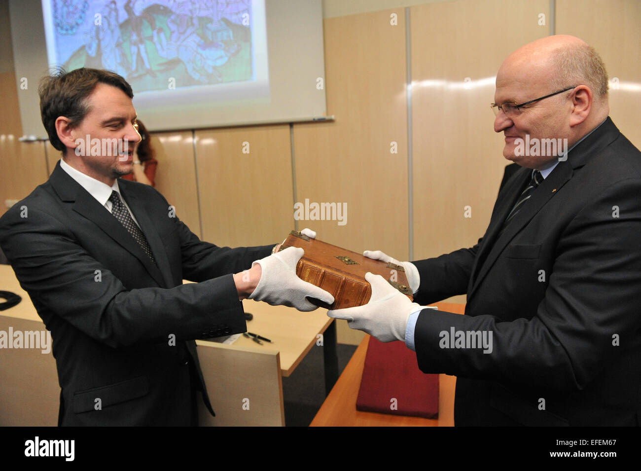 Culture Minister Daniel Herman hands Kutna Hora Bible, a rare ...