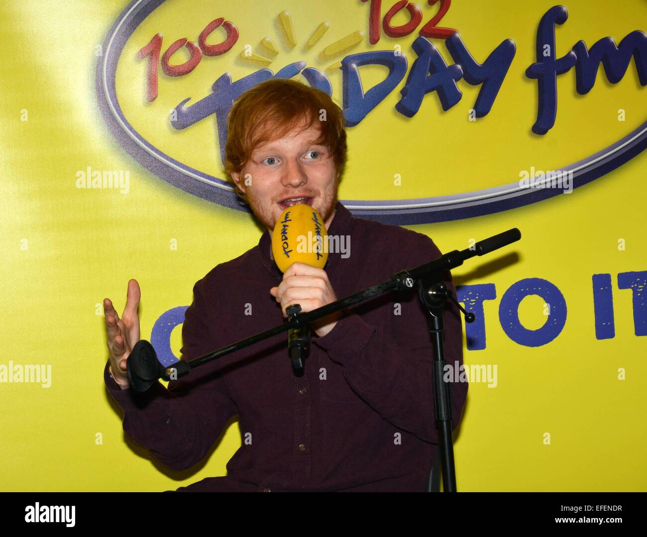 Ed Sheeran performs at HMV Henry Street as guest on Today FM's Louise ...