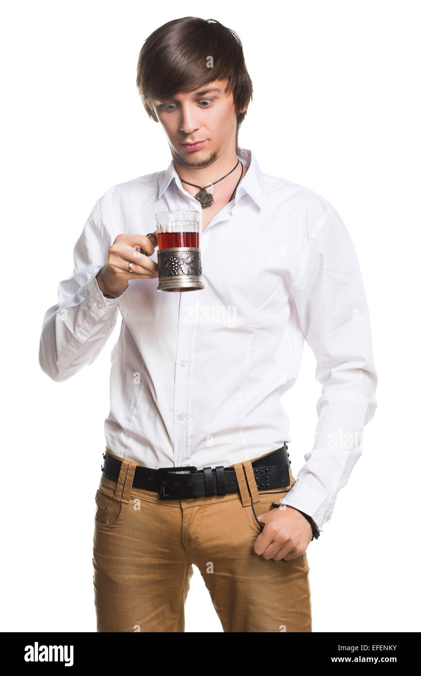 Man drinking tea Cut Out Stock Images & Pictures - Alamy