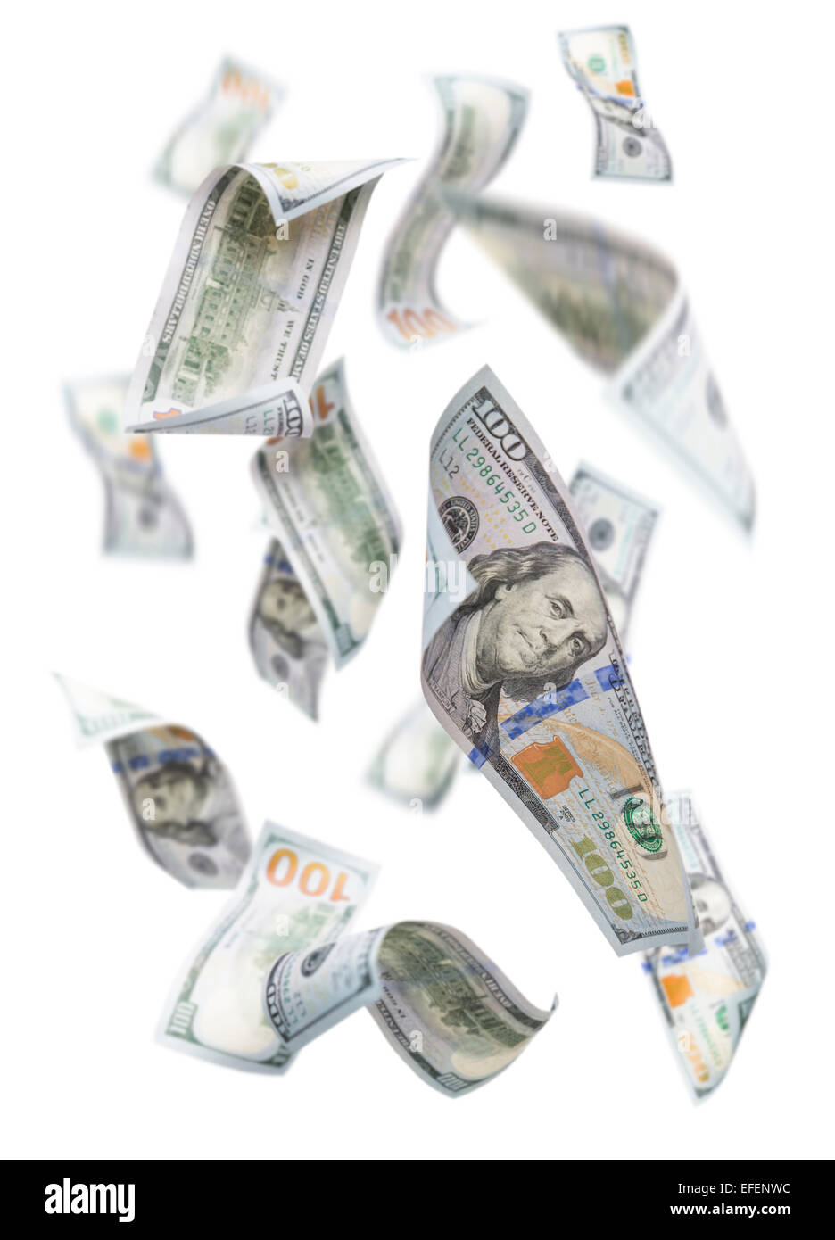 100 Dollar Bills Falling