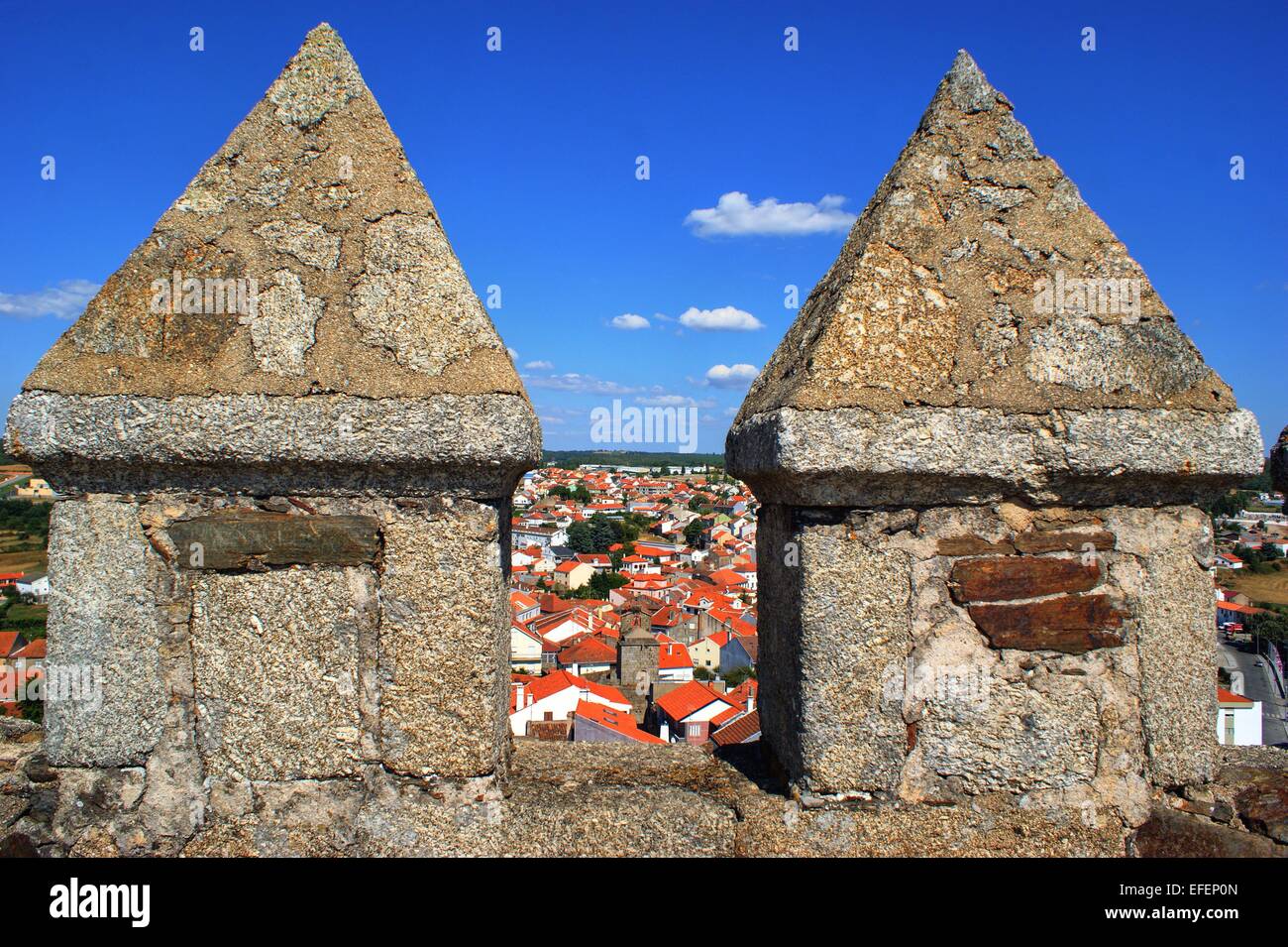 Merlons and battlements in Sabugal castle, Portugal Stock Photo - Alamy