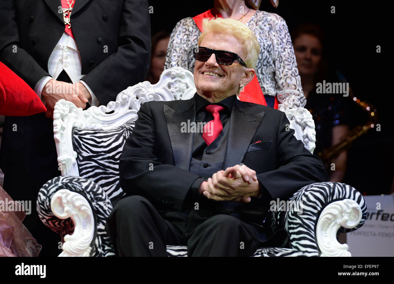 Munich, Germany. 30th Jan, 2015. 'Schlager' singer Heino listens to the ...