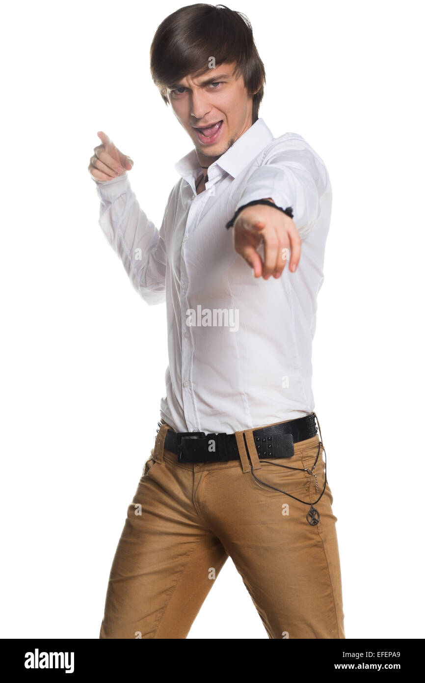 active young man showing his hands Stock Photo - Alamy