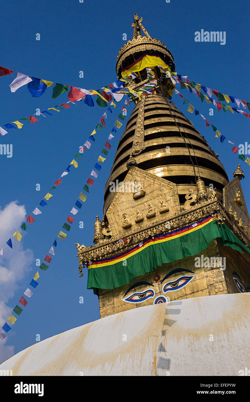 Swayambhunath Temple or Monkey Temple in Kathmandu, Nepal Stock Photo ...