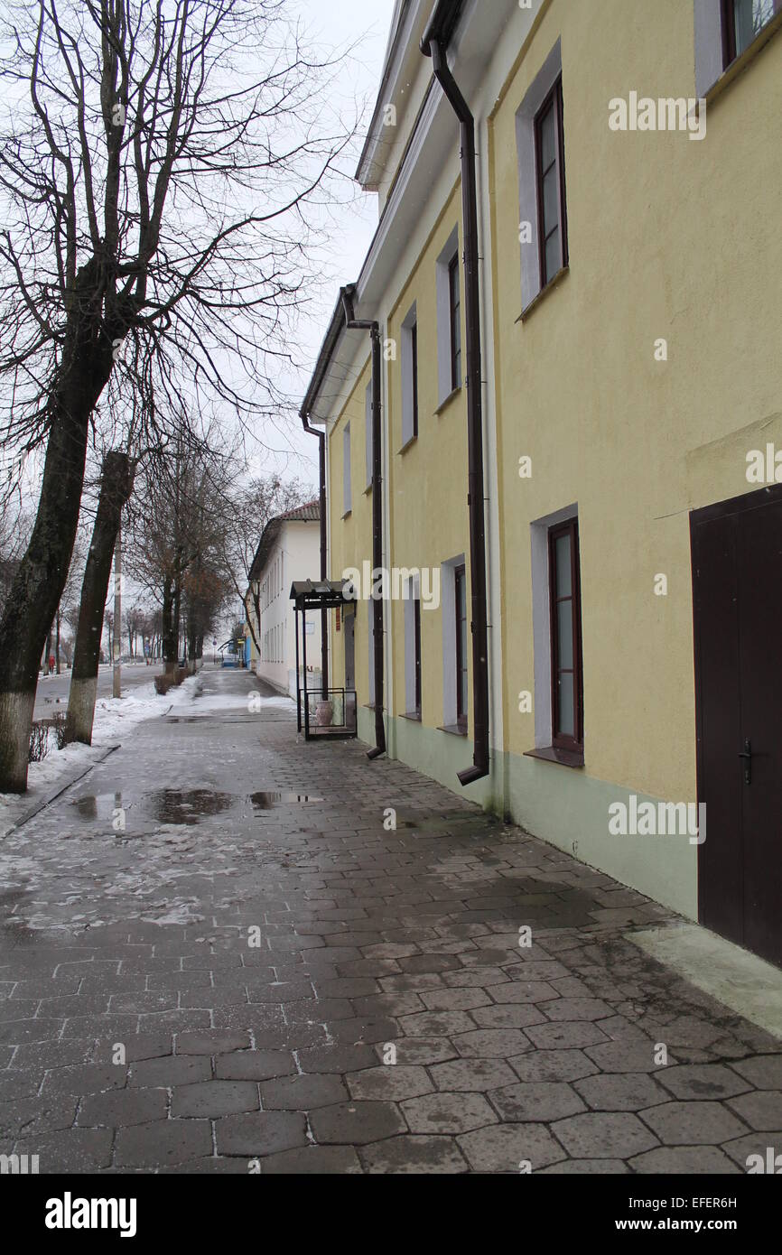 narrow alley street in retro style, January, 2015, Vileyka Stock Photo ...