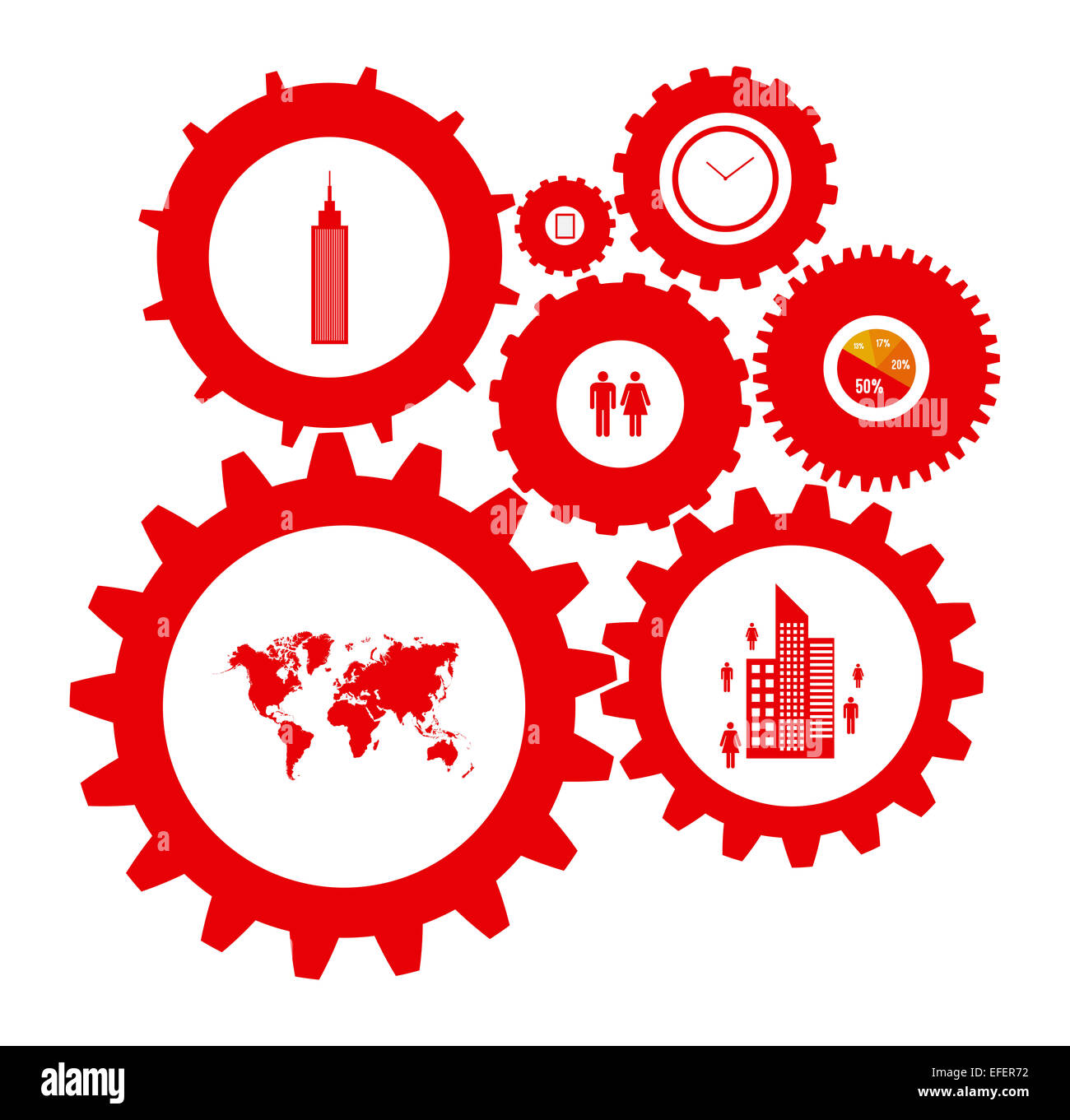 Infographic Design Template Vector With Gear Chain Stock Photo - Alamy