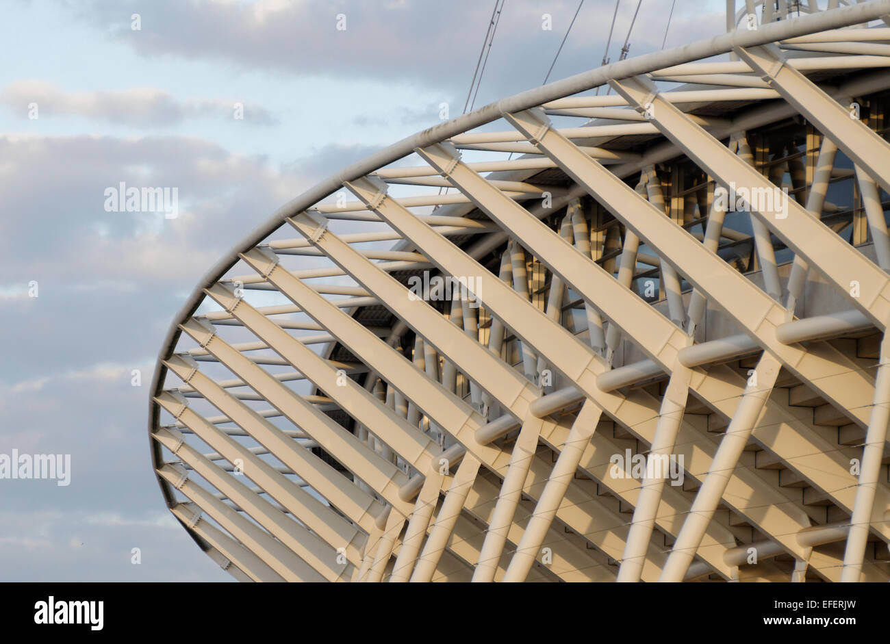 Close up tight crop of the infrastructure of roof and arch at the new ...