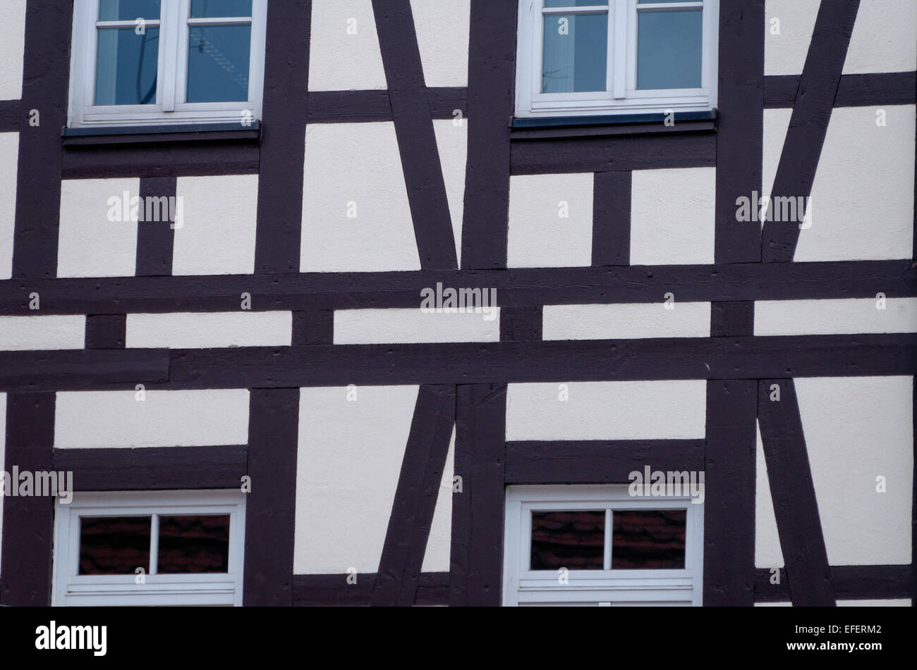 Faux old building look with black wooden beams in Arlen, Germany Stock ...