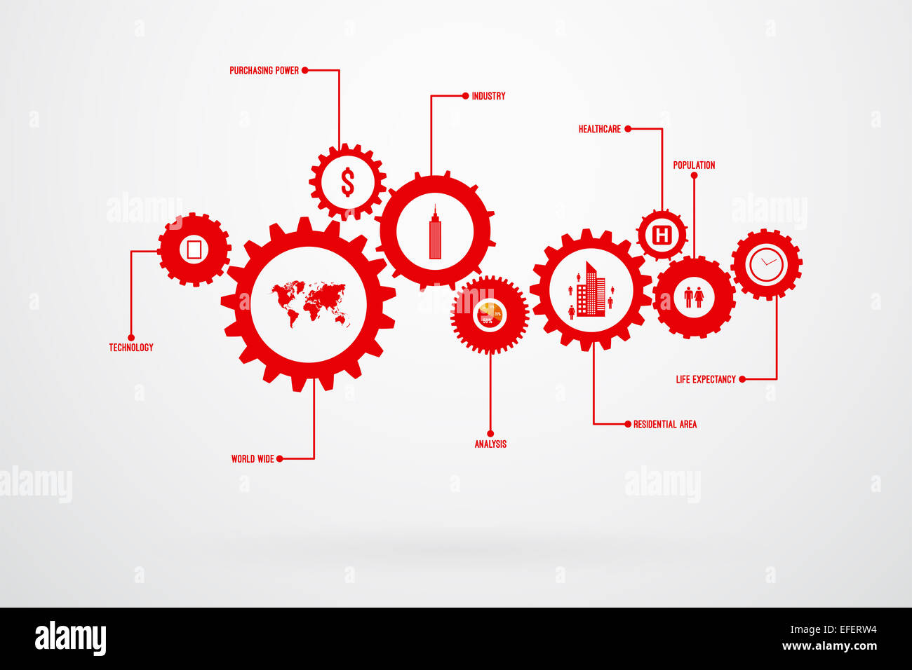 Infographic Design Template Vector With Gear Chain Stock Photo - Alamy