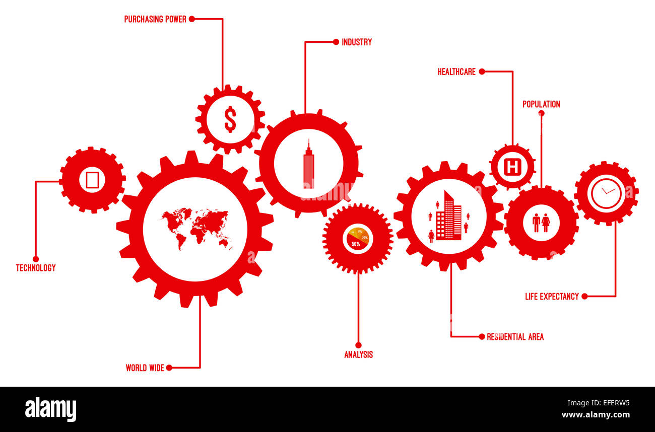 Infographic Design Template Vector With Gear Chain Stock Photo - Alamy
