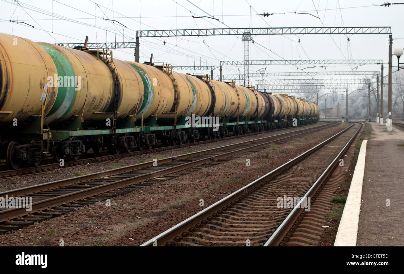 freight wagons cargo containers in parked on railway Stock Photo - Alamy