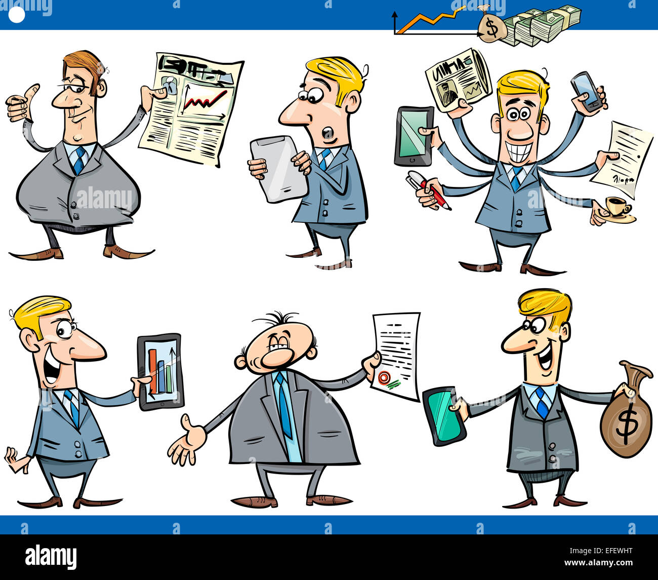 Cartoon Illustration Set of Funny Businessmen and Business Concepts ...