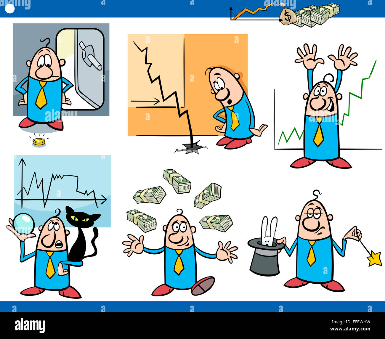 Cartoon Illustration Set of Funny Business Concepts and Metaphors Stock ...