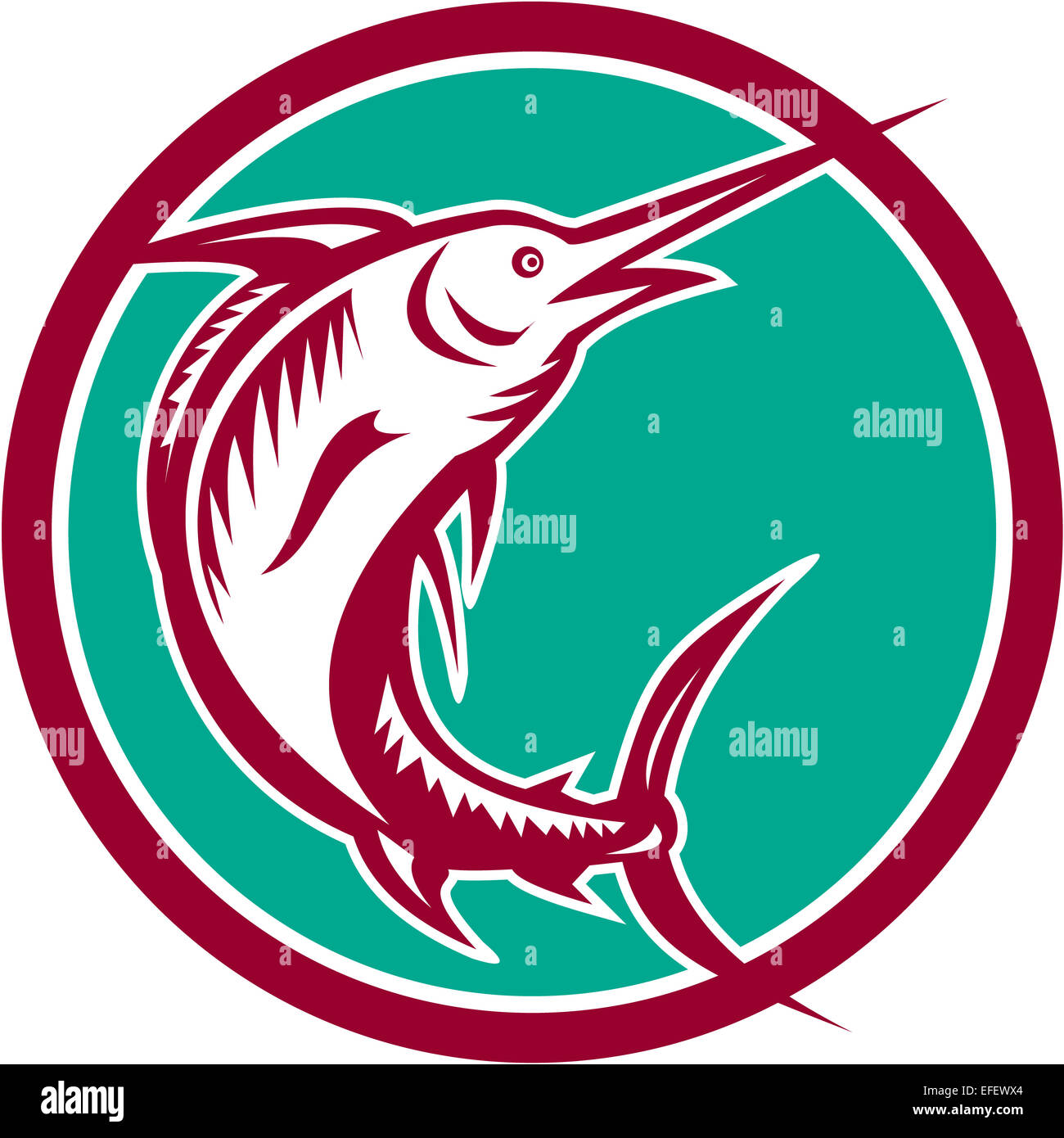 Illustration of a blue marlin fish jumping viewed from the side set ...