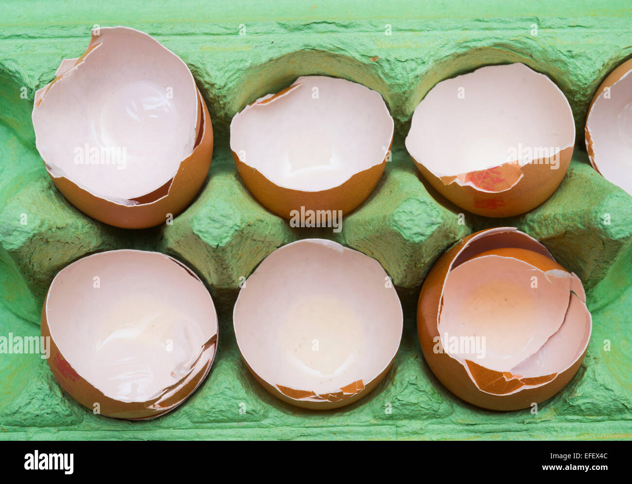 Egg shells in an egg box Stock Photo - Alamy