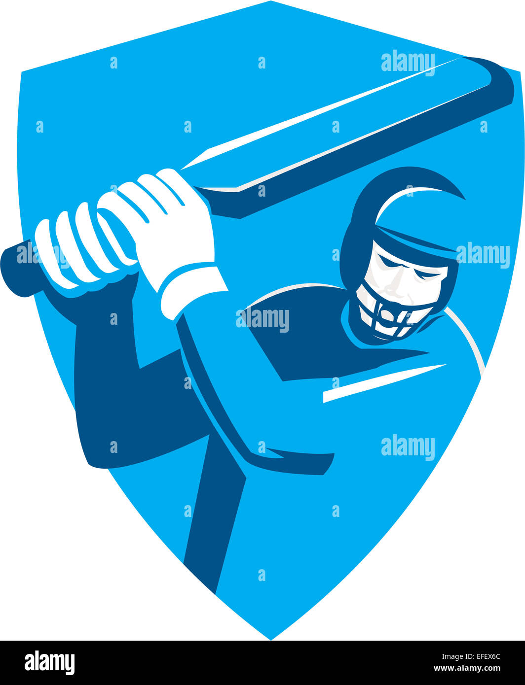 Illustration of a cricket player batsman with bat batting set inside ...