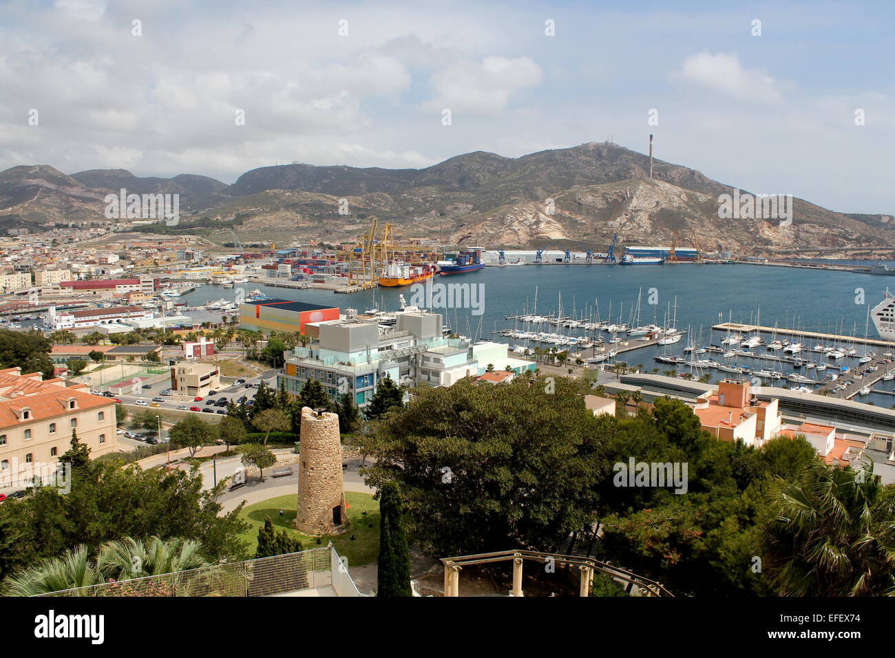 Cartagena Harbour and Marina seen from Parque Torres hill in Cartagena ...