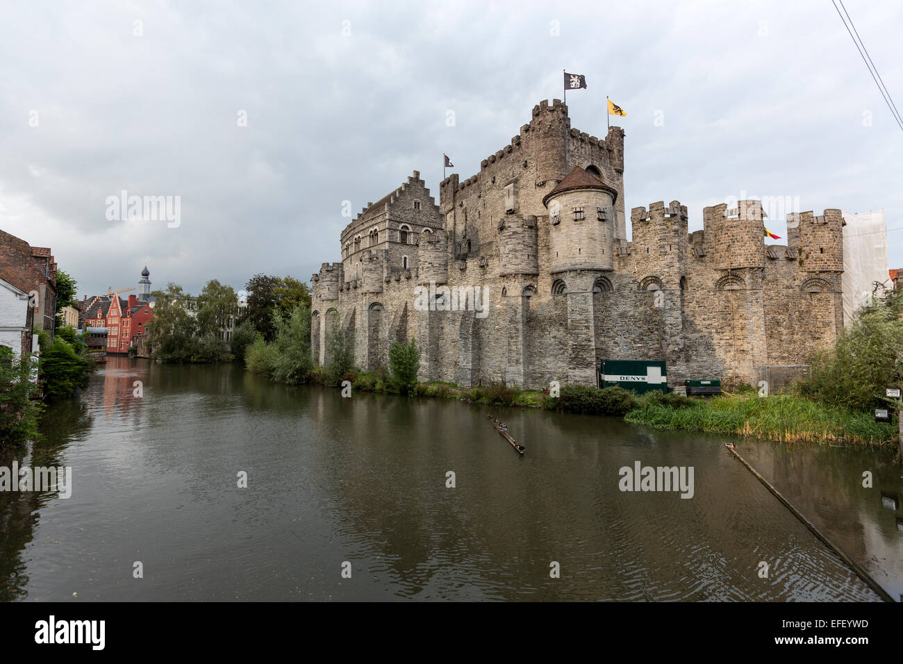 Gravensteen castle in Ghent originating from the Middle Ages Stock ...