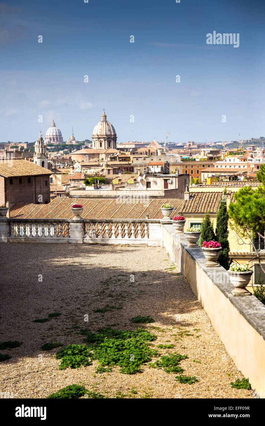 View across the rooftops of Rome and the cupola of St. Peter's in the ...
