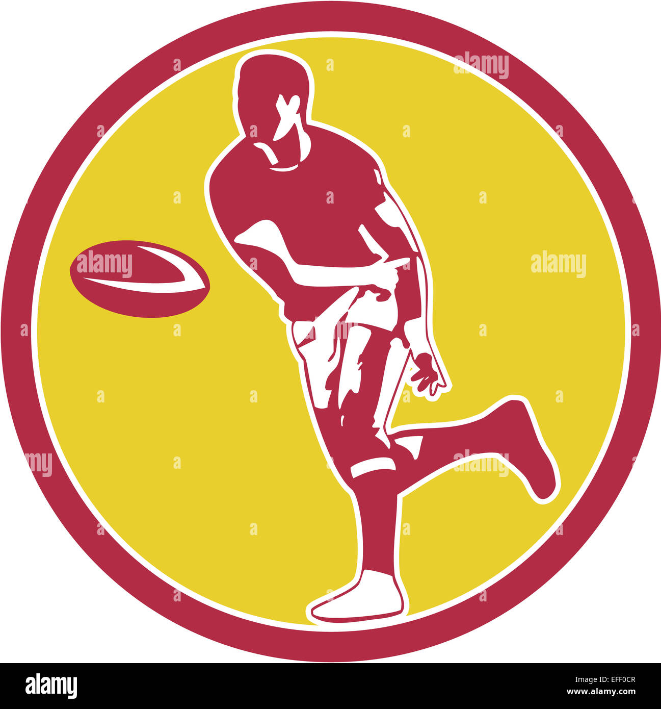 Illustration of a rugby player passing ball set inside circle on ...