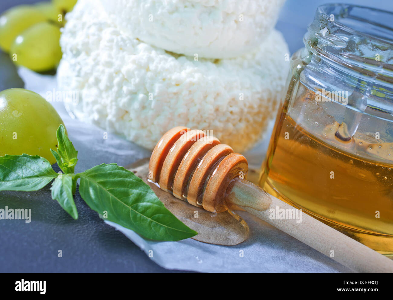cheese, honey and grape Stock Photo - Alamy