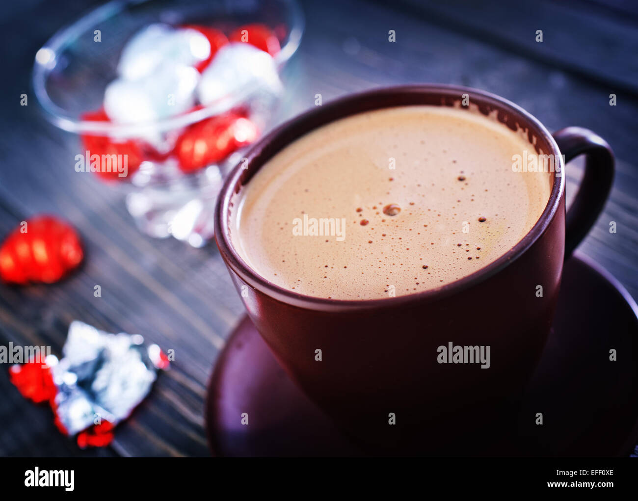 cocoa drink in cup and on a table Stock Photo - Alamy