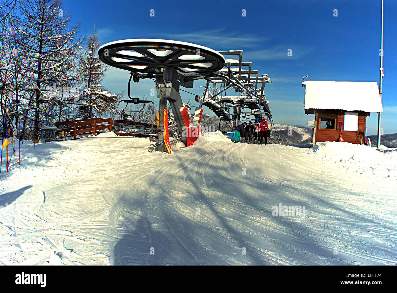 chair lift top station in Cienkow Nizni near Wisla city in Poland Stock ...
