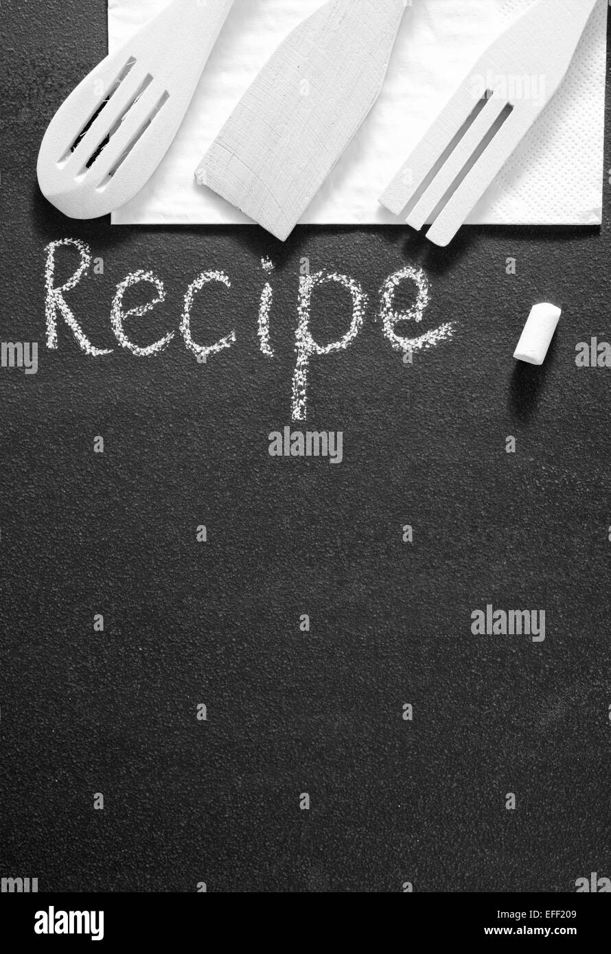 black board for recipe, black board and chalk Stock Photo - Alamy