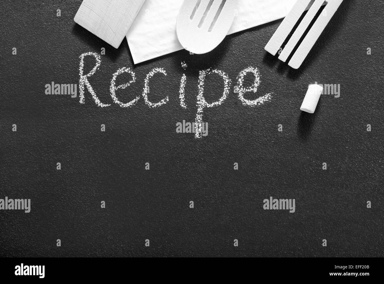 black board for recipe, black board and chalk Stock Photo - Alamy