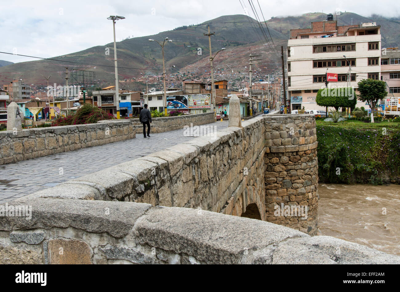 Calicanto bridge(1884) and the Huallaga river in Huánuco city. Perú ...