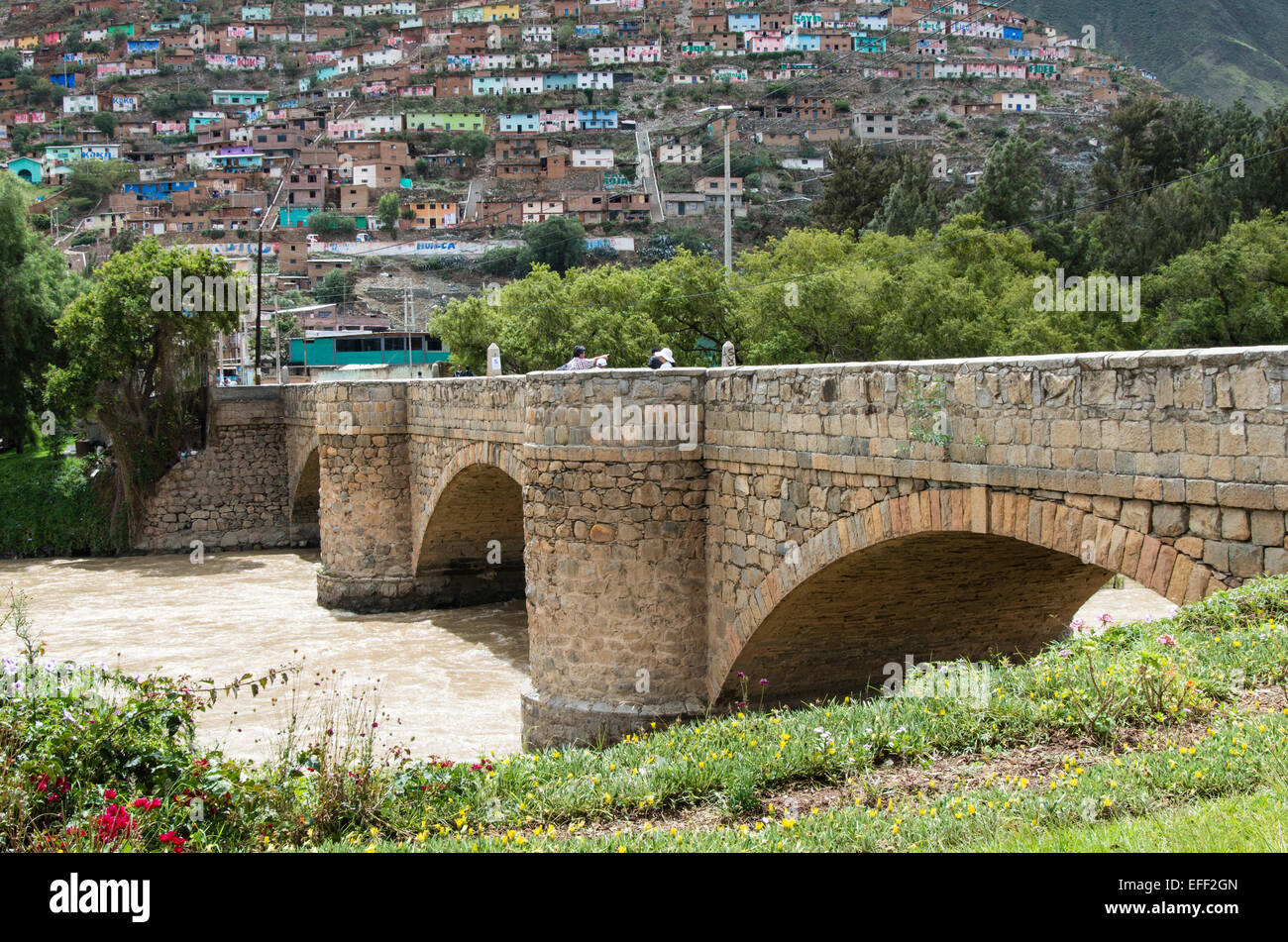 Calicanto bridge(1884) and the Huallaga river in Huánuco city. Perú ...