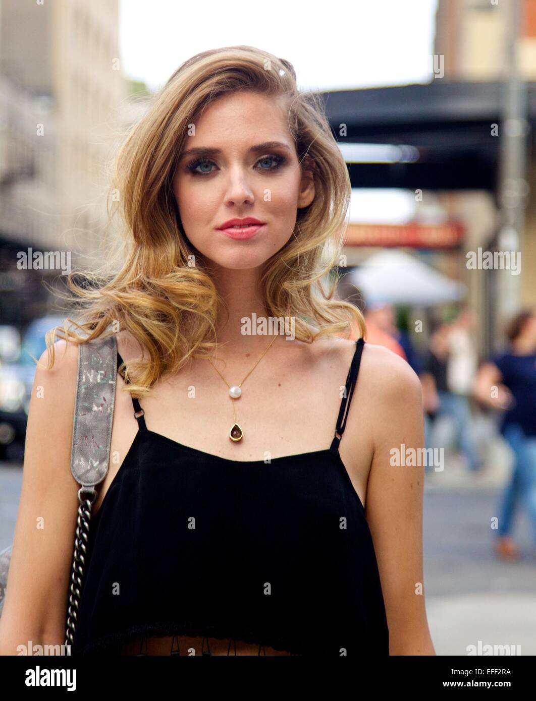 Chiara Ferragni, widely-followed blogger and fashion designer, out and about in the Meatpacking ...