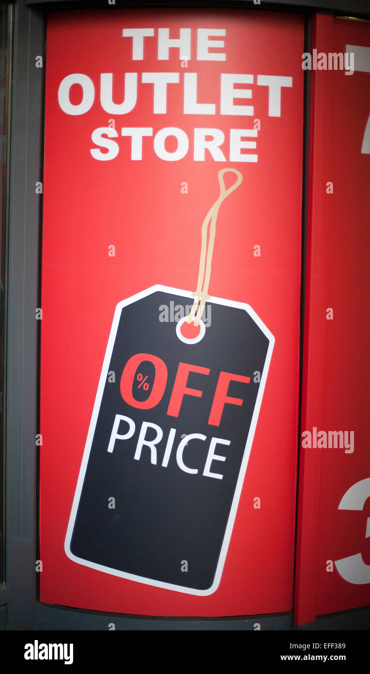The outlet store sign in shopping centre Stock Photo - Alamy
