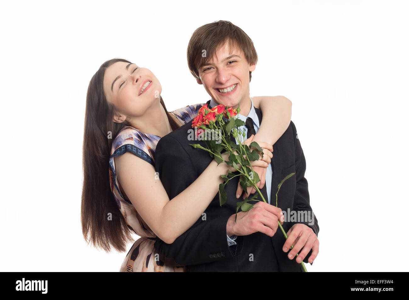beautiful young happy laughing couple - isolated Stock Photo - Alamy