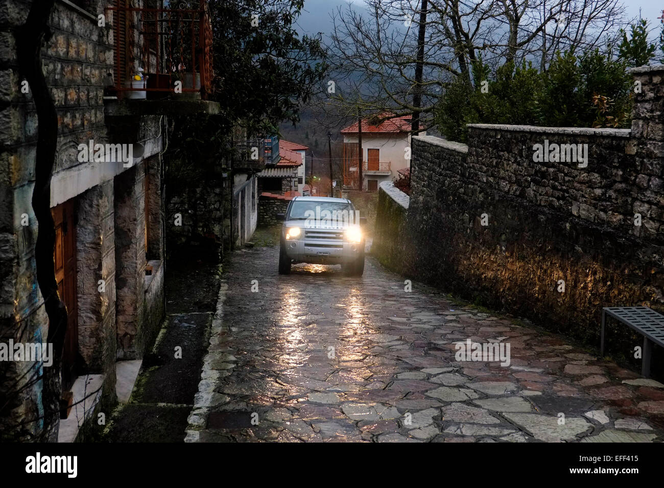 Narrow streets in the village Megalo Horio which means "The Big Village ...
