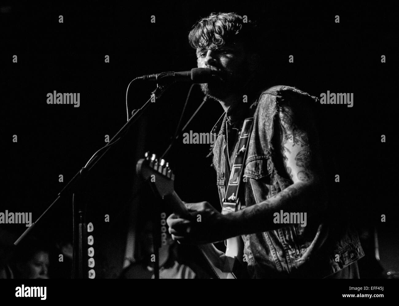 Alternative rock band, Lower Than Atlantis perform live on stage to a ...