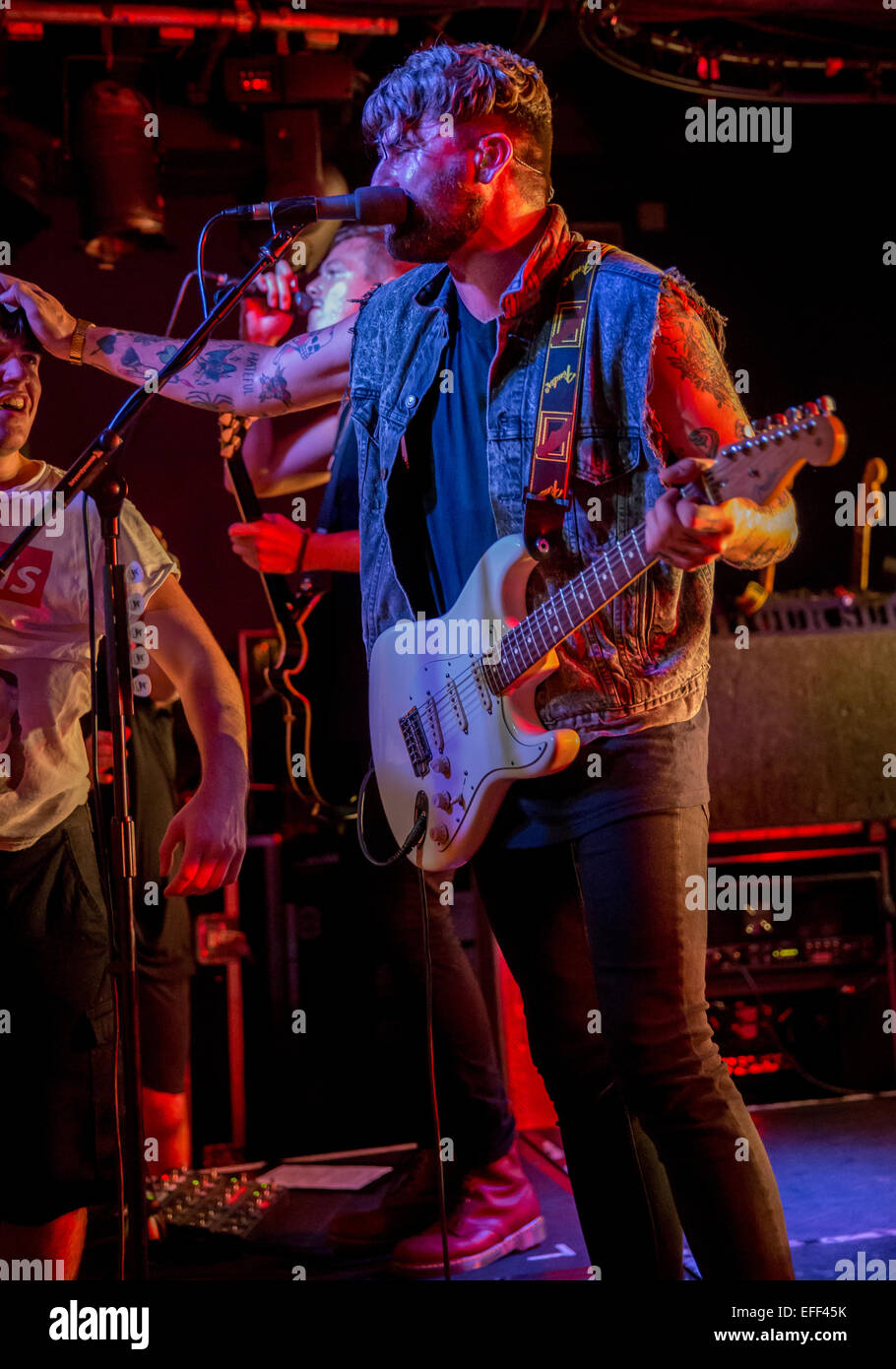 Alternative rock band, Lower Than Atlantis perform live on stage to a ...