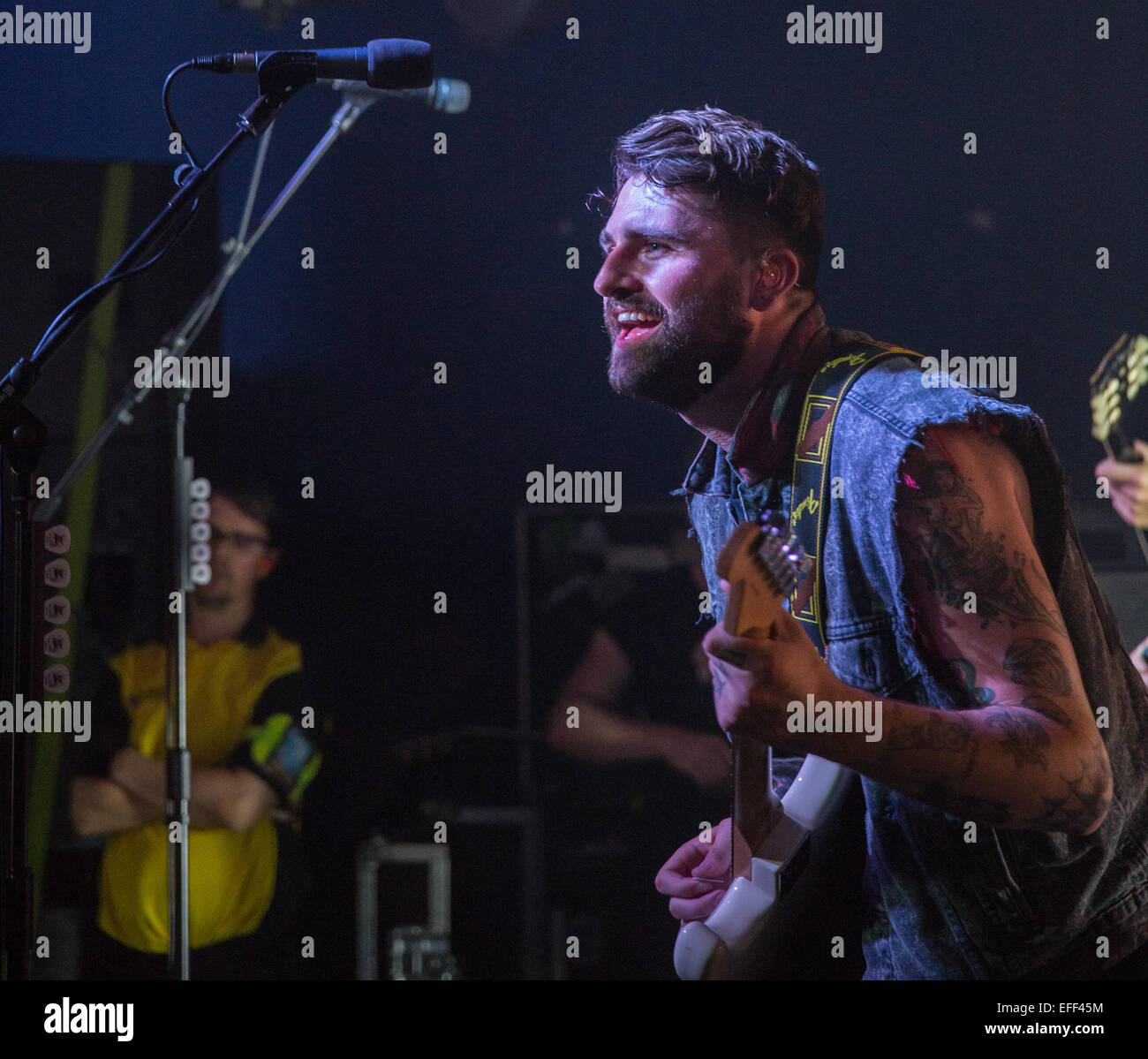 Alternative rock band, Lower Than Atlantis perform live on stage to a ...