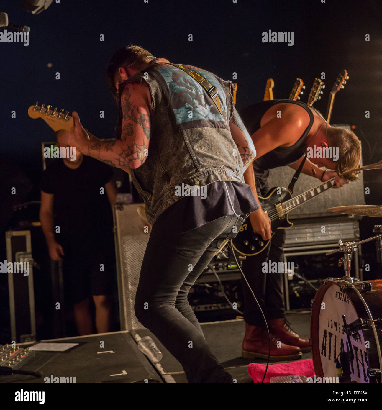 Alternative rock band, Lower Than Atlantis perform live on stage to a ...