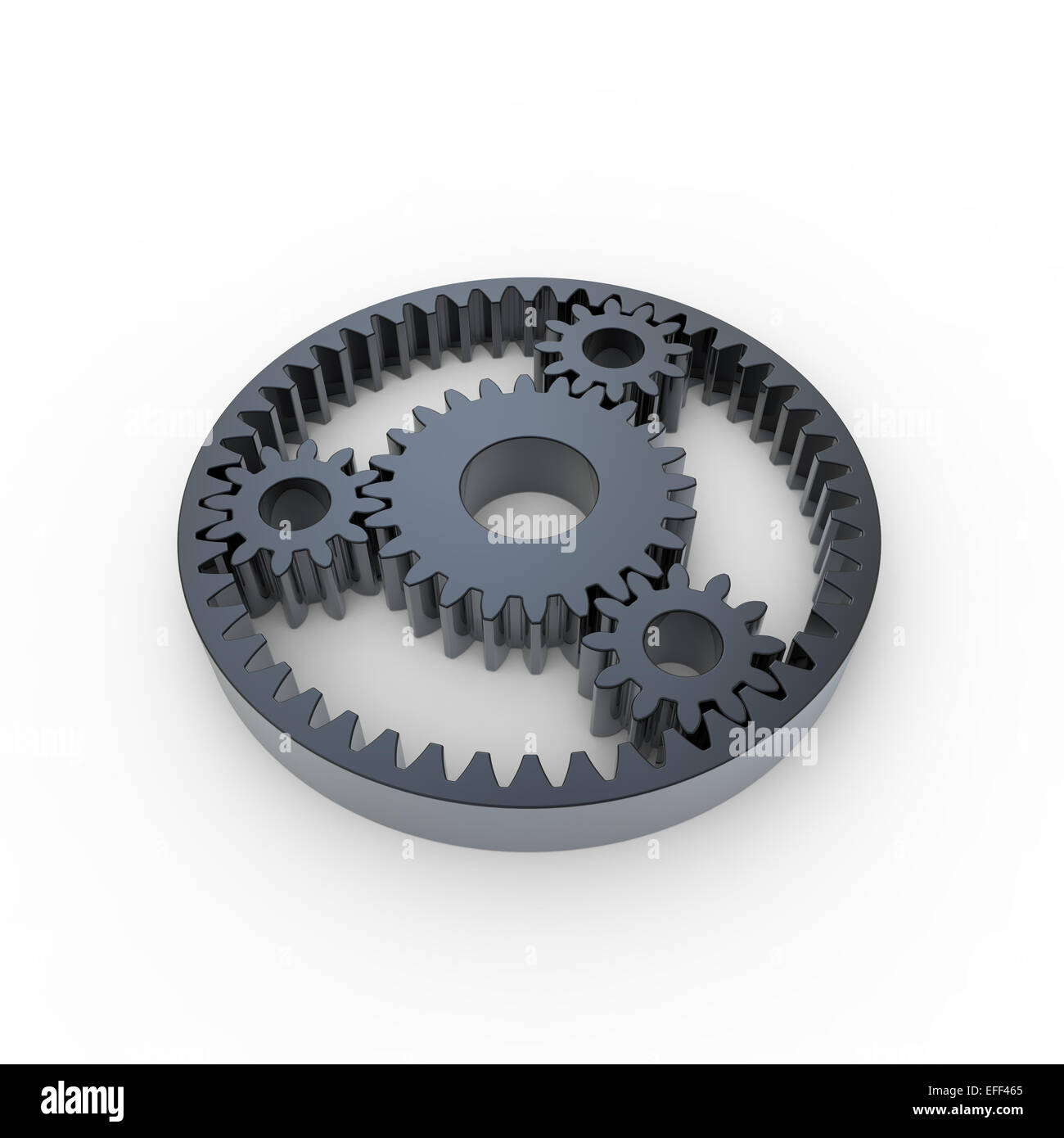 black anodized steel planetary gears on a white background Stock Photo ...