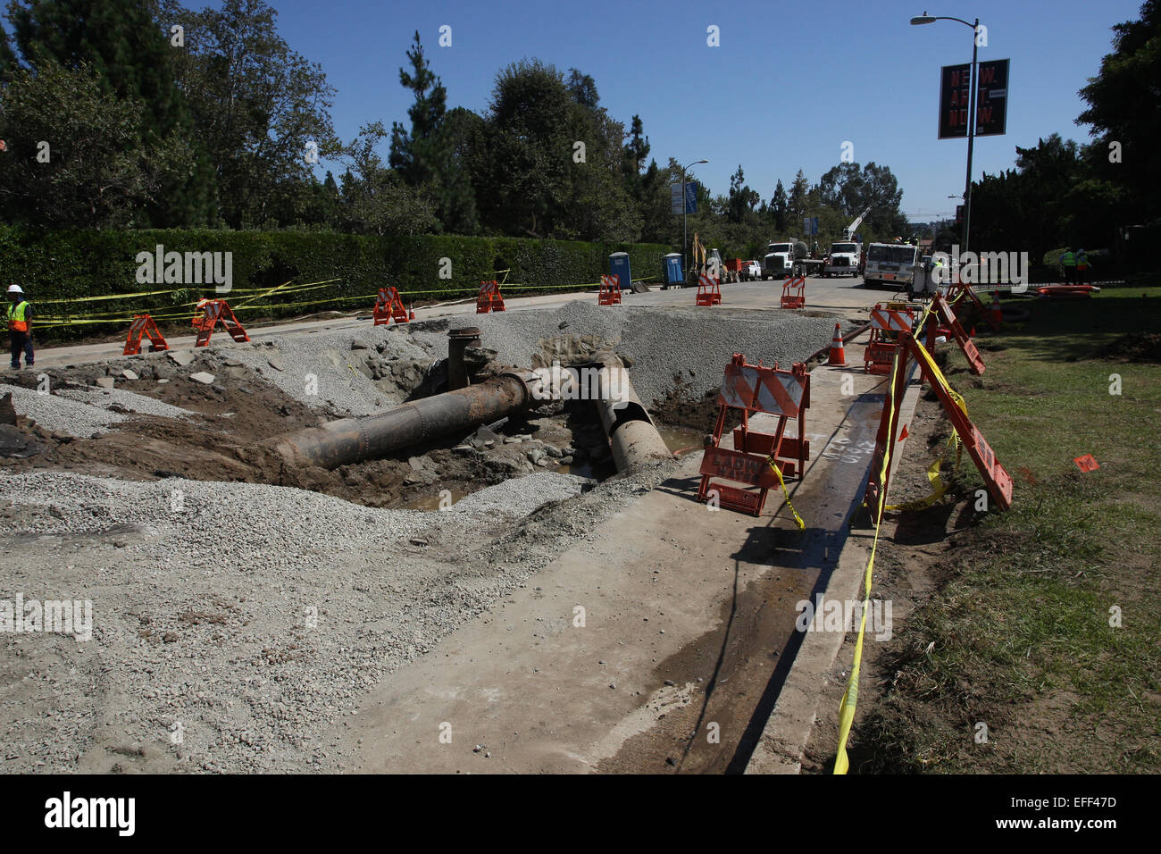 Giant water main rupture by UCLA Featuring: Atmosphere Where: Los ...