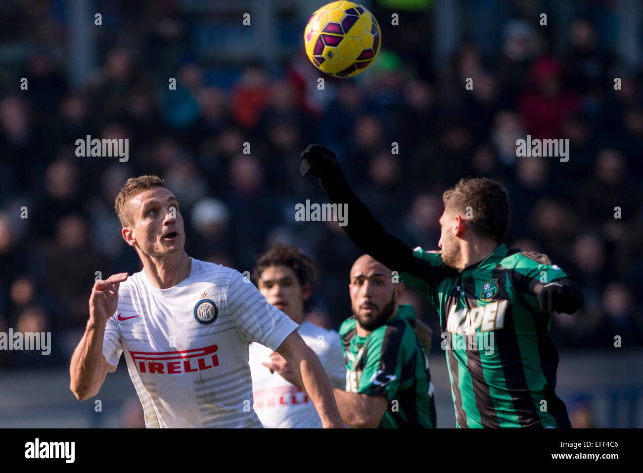 Reggio Emilia, Italy. 1st Feb, 2015. Nemanja Vidic (Inter), Domenico ...