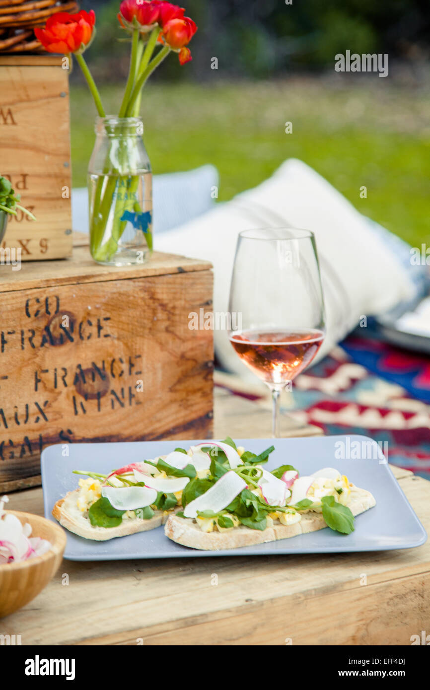 Plate of food at a picnic in the park Stock Photo - Alamy